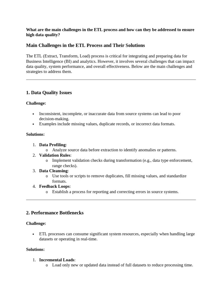ETL Process Challenges and Solutions | PDF | Information Management ...