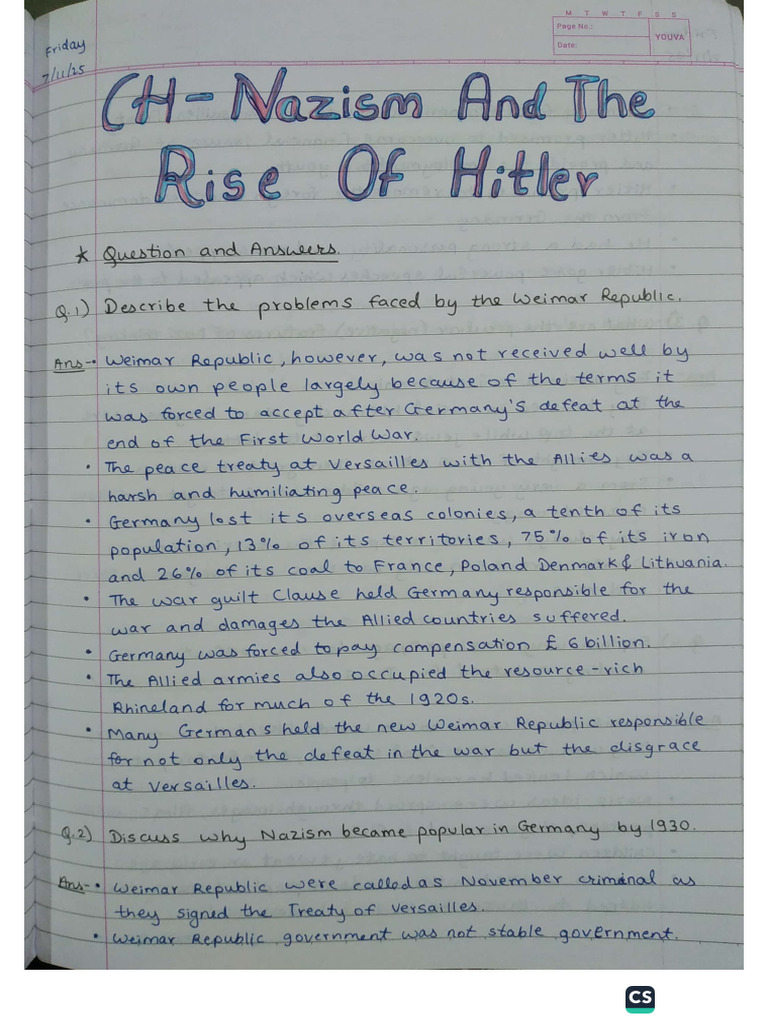 Nazism and the Rise of Hitler Notes.pdf | PDF