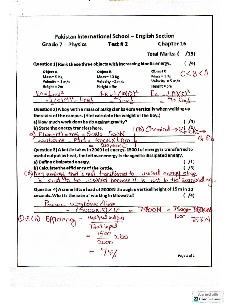 Answer Key For Physics Worksheets | PDF