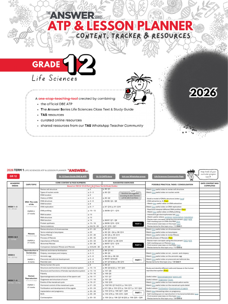 2026 GR 12 TERM 1 To 4 LIFE SCIENCES ATP Fillable 1 | PDF | Endocrine ...