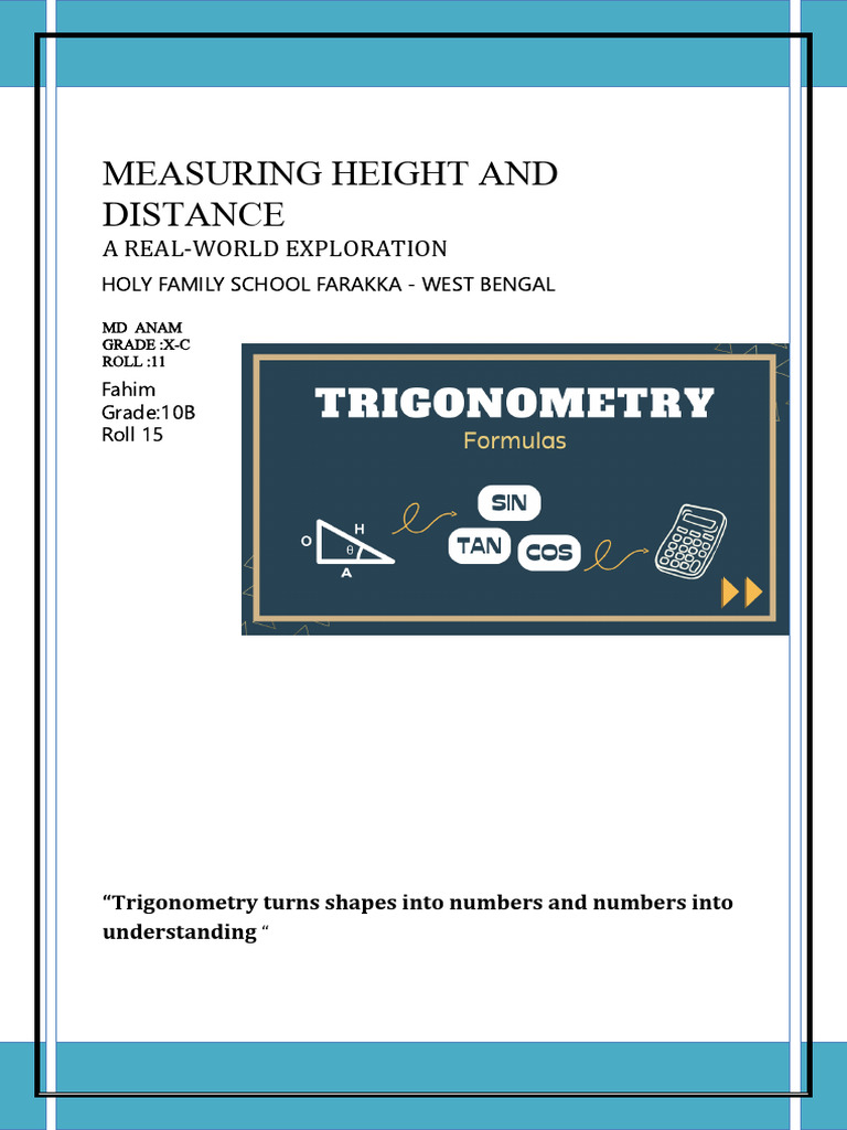 Trigonometry in Heights and Distances | PDF | Trigonometric Functions ...