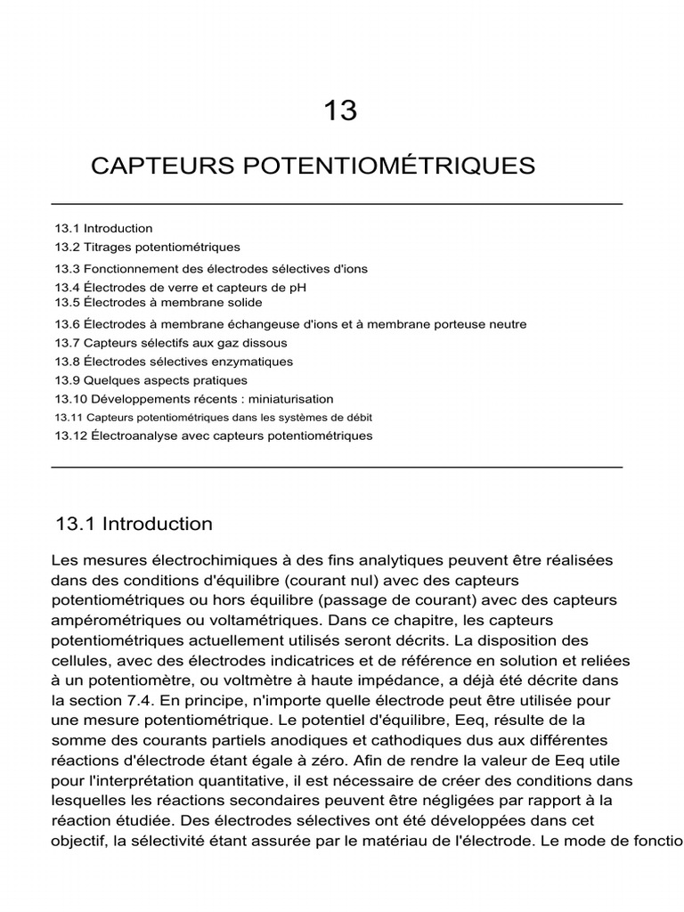 Capteurs et Titrages Potentiométriques | PDF | Défaut cristallin ...