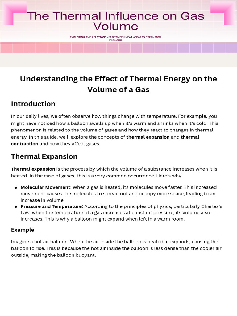 Thermal Effects on Gas Volume Explained | PDF | Gases | Thermal Expansion