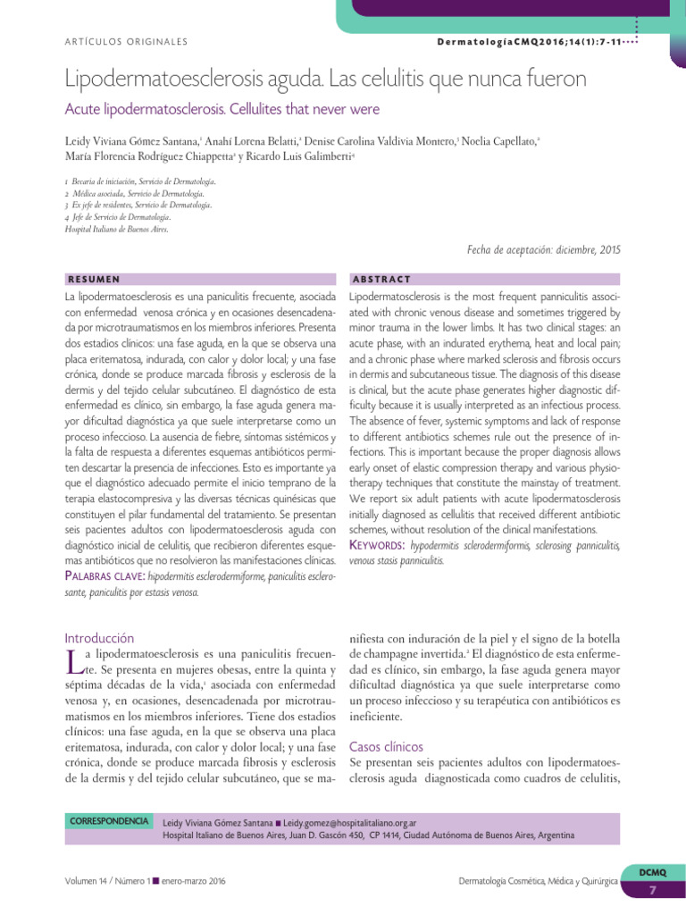 Diagnóstico de Lipodermatoesclerosis Aguda | PDF | Hipertensión ...