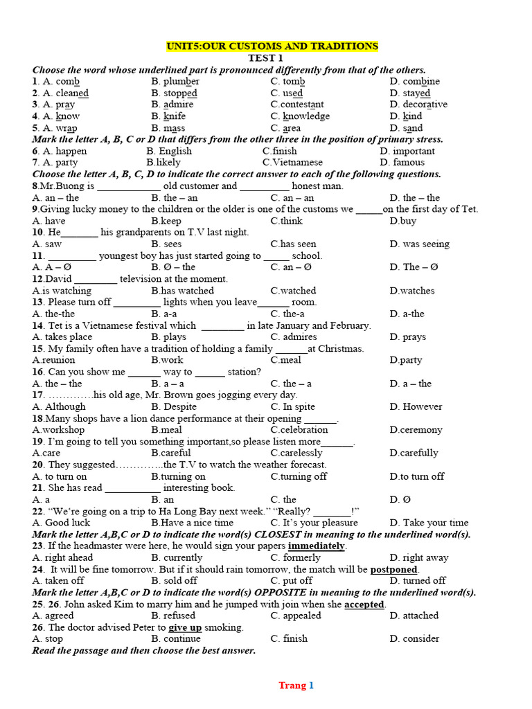 Customs and Traditions Test Questions | PDF | Bride | Wedding