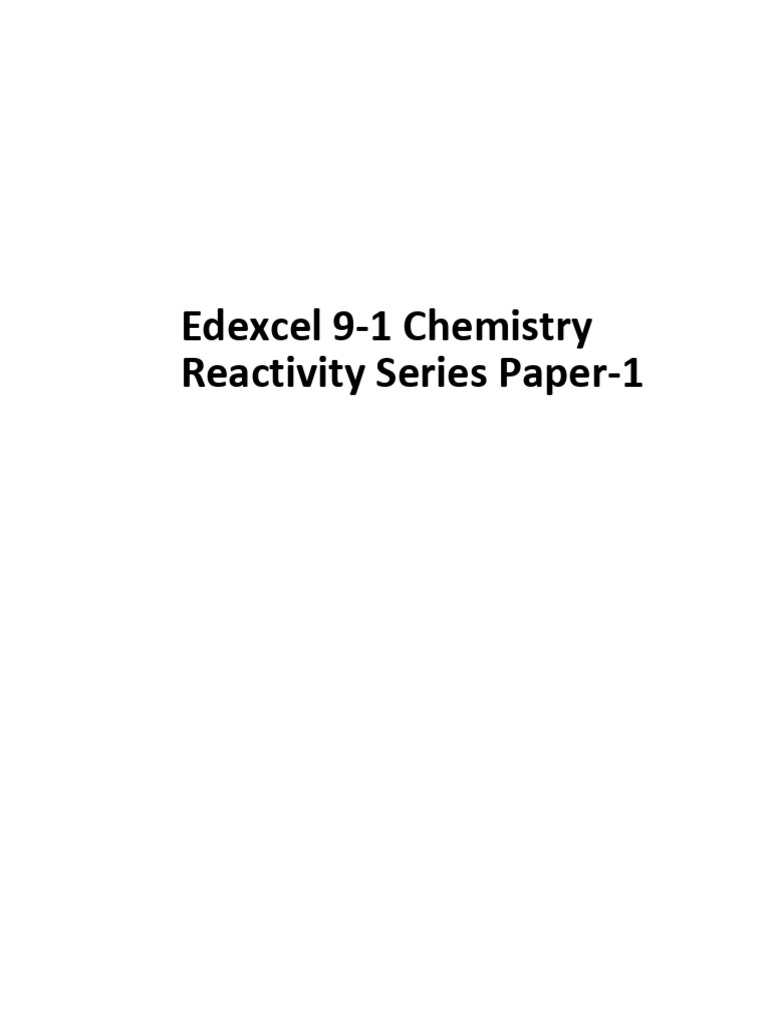 Edexcel 9-1 Chemistry Reactivity Series Guide | PDF | Redox | Iron
