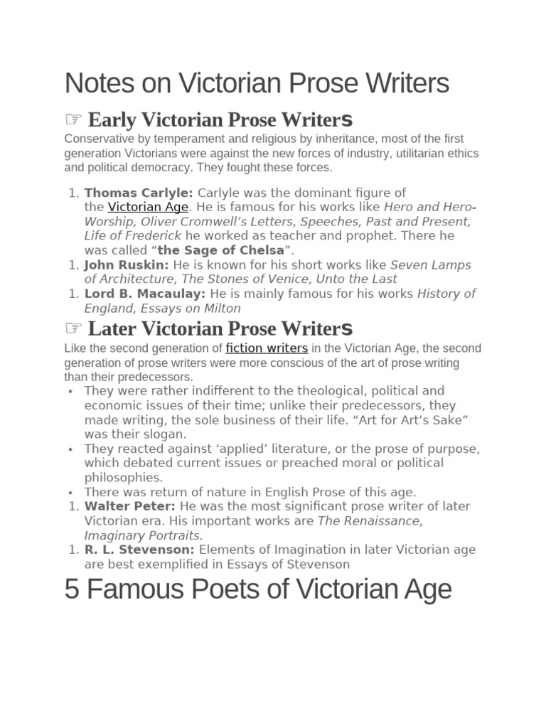 Overview of Victorian Prose and Poetry | PDF | Thomas Carlyle | Poetry