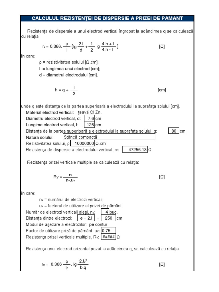 Calculator Rezistenta Dispersie Priza de Pamant | PDF