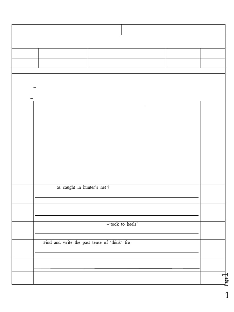 KV Class 5 HYE Half Yearly Exam Sample Question Paper ENGLISH | PDF ...