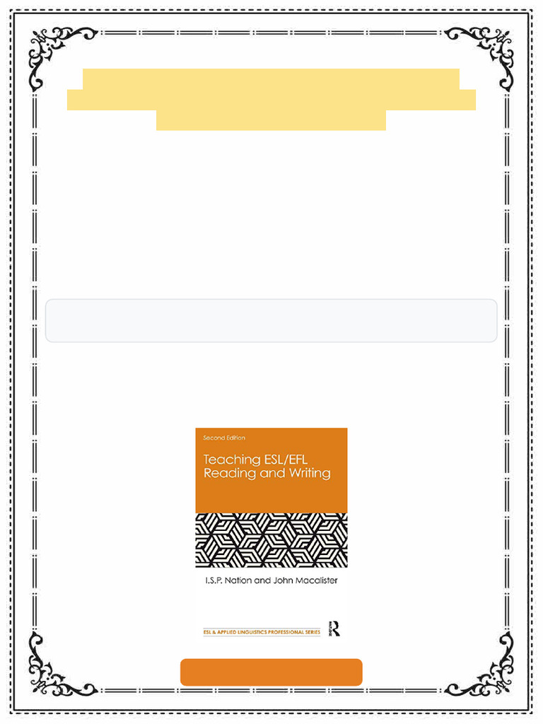 Teaching ESL EFL Reading and Writing 2nd edition I.S.P. Nation ebook ...
