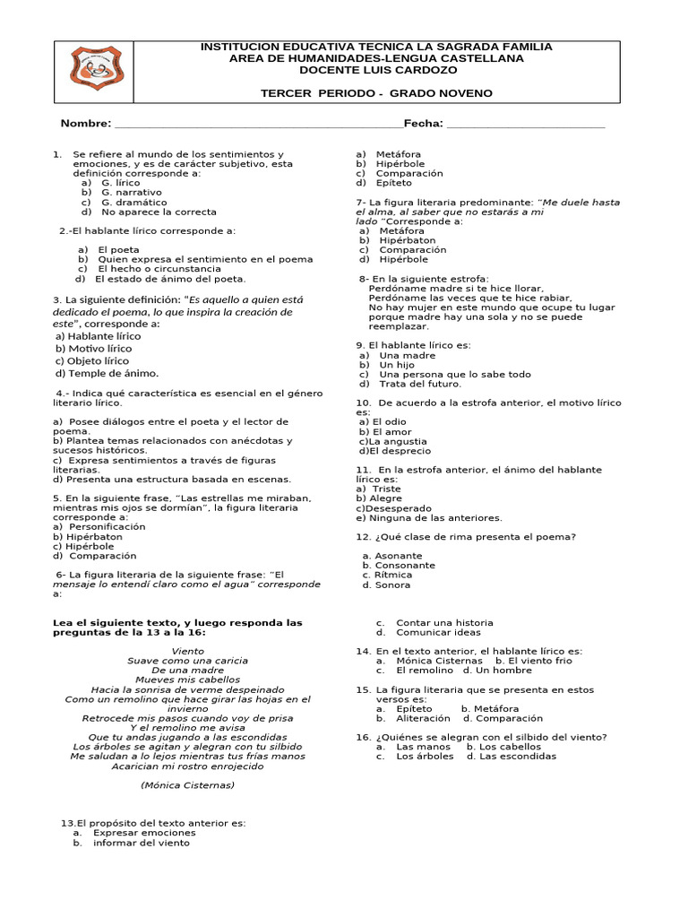 Prueba Poesia Latinoamericana | PDF