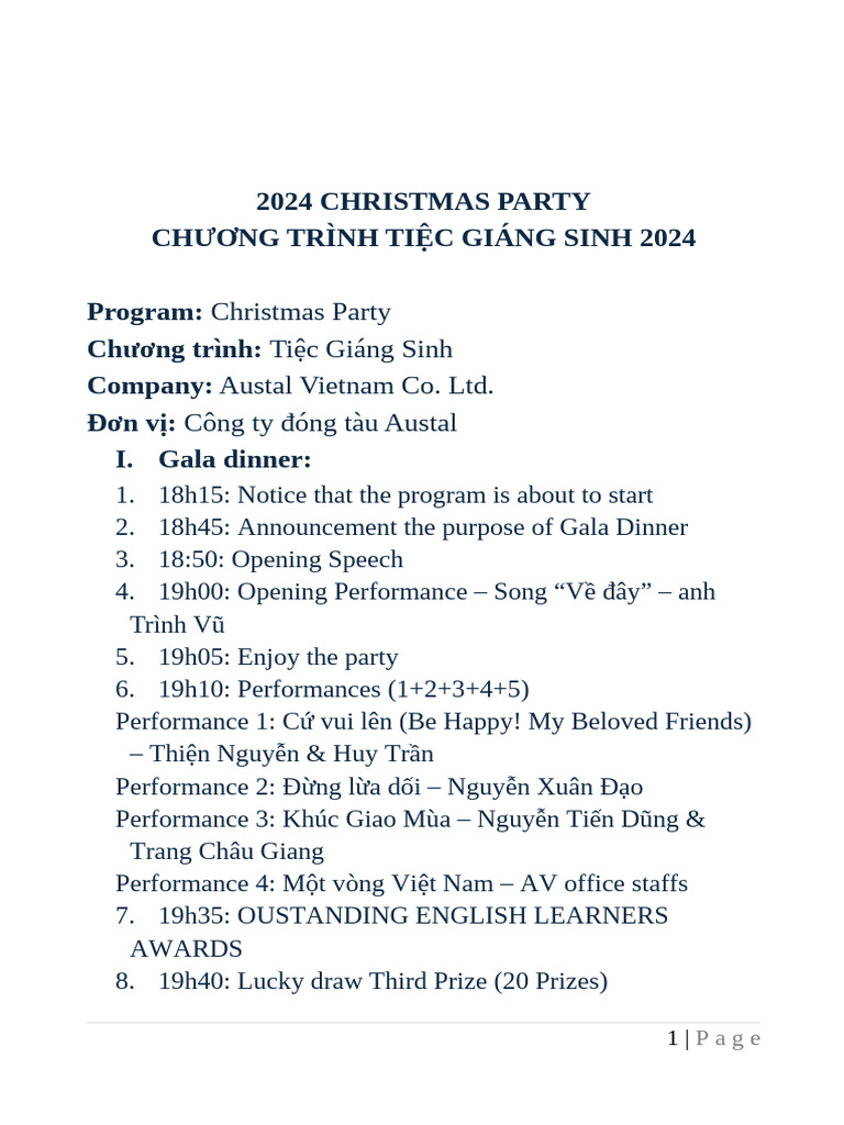 2024 Christmas Party Agenda and Script (1) | PDF