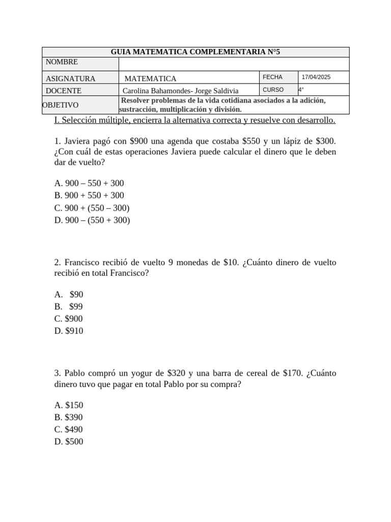 Guia 5 Complementaria Simce | PDF