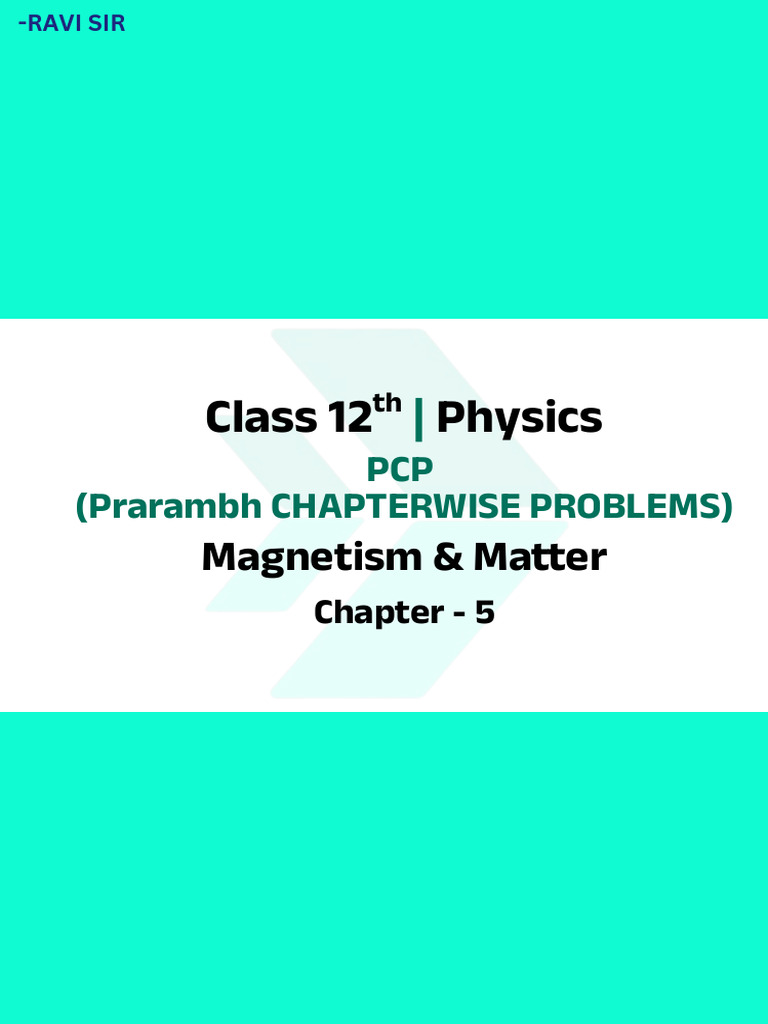 Chapter 5: Magnetism & Matter Problems | PDF | Applied And ...