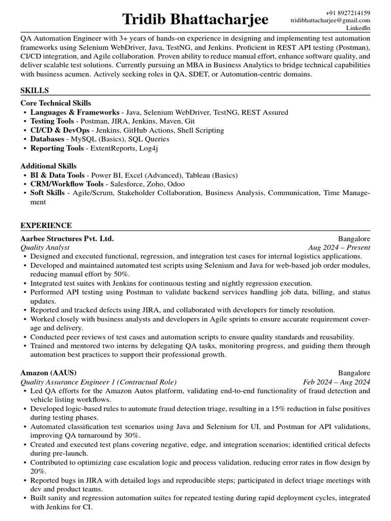 Tridib Bhattacharjee | PDF | Software Testing | Selenium (Software)