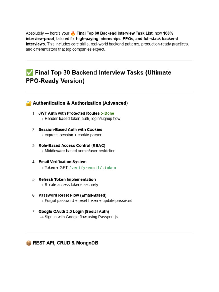 Backend Interview Preparation | PDF | Computing | Software