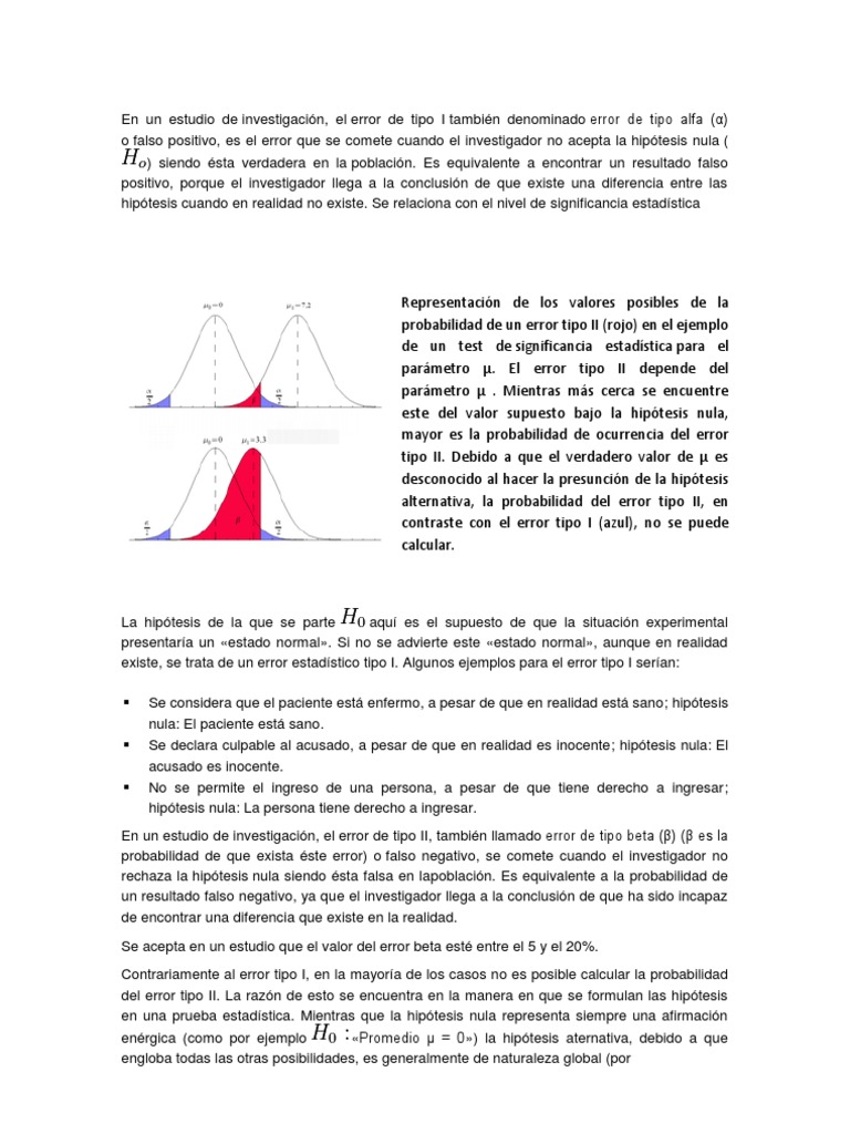 Error Tipo 2 | PDF | Errores tipo I y tipo Ii | Metodología