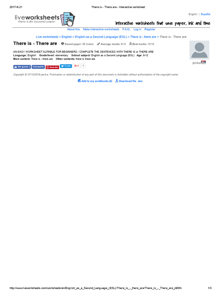 There is - There Are - Interactive Worksheet | PDF