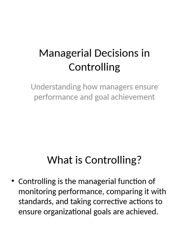 Managerial_Decisions_in_Controlling_PPT | PDF