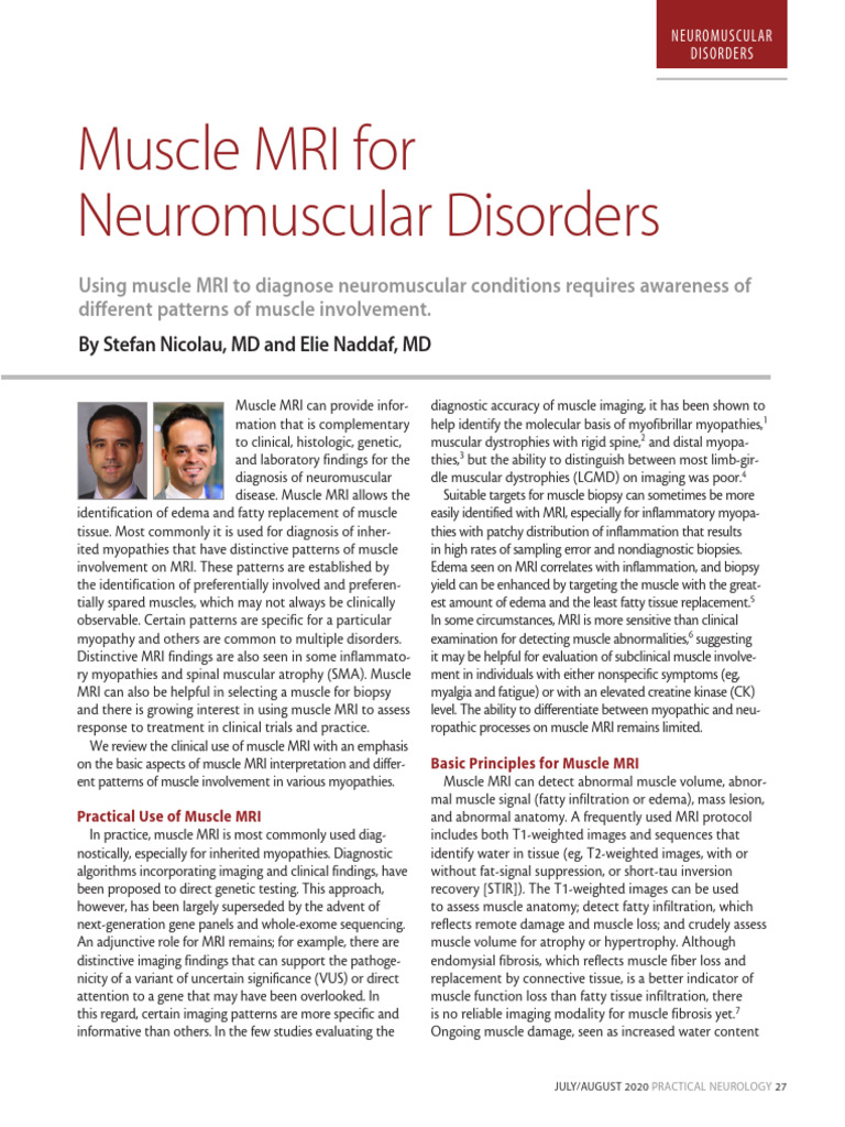 Muscle MRI in Neuromuscular Disorders | PDF | Muscular Dystrophy ...