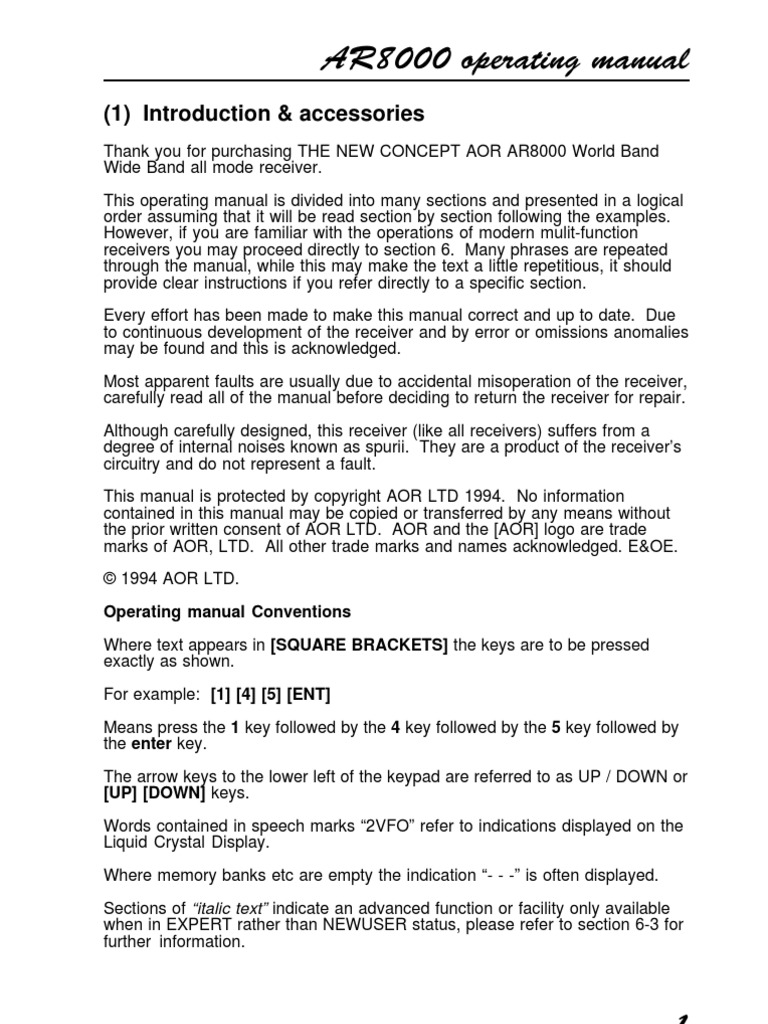 AR8000 Operating Manual | PDF | Antenna (Radio) | Battery (Electricity)