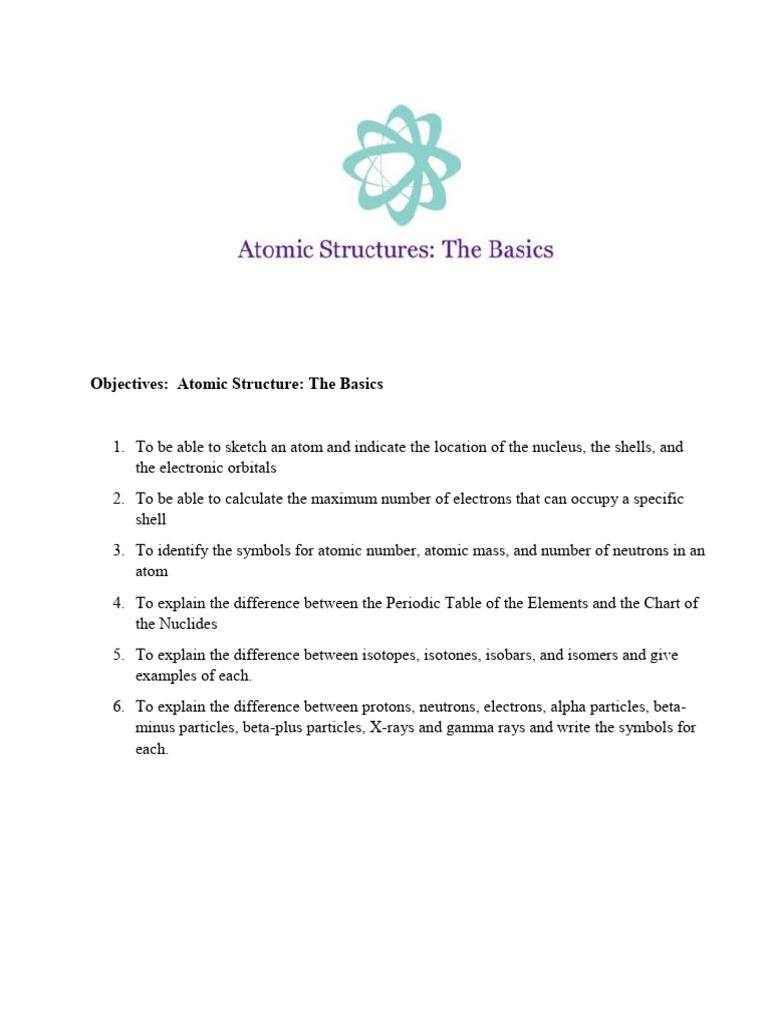 Atomic Structure Basics and Definitions | PDF | Isotope | Neutron