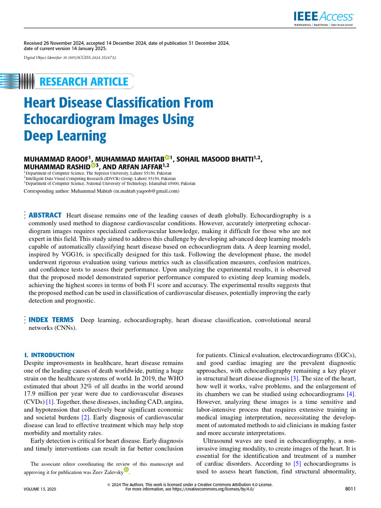 Heart Disease Classification From Echocardiogram Images Using Deep ...