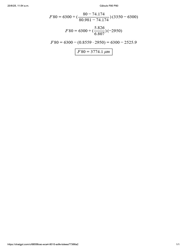 F80 Calculation for P80 Analysis | PDF