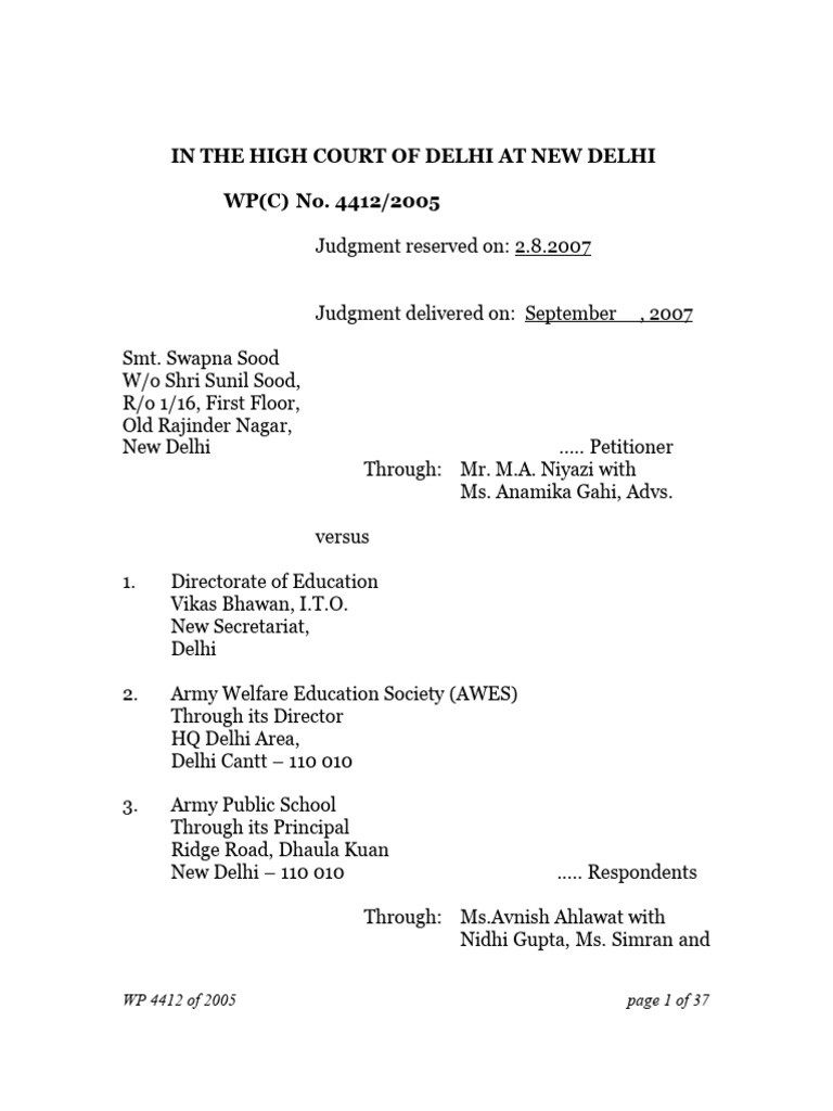 Delhi High Court Ruling on PGT Appointment | PDF