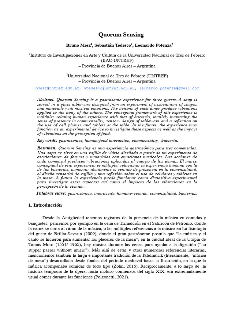 TEDESCO Paper Quorum Sensing | PDF