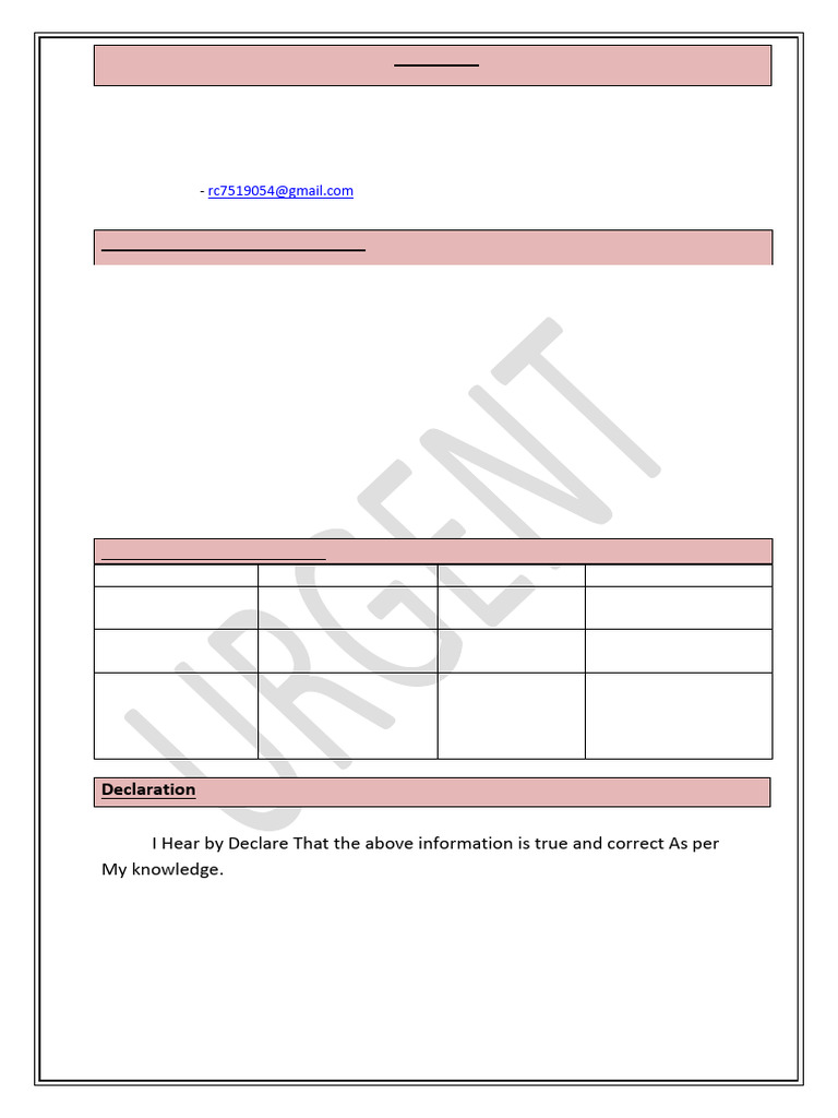Resume: Declaration | PDF