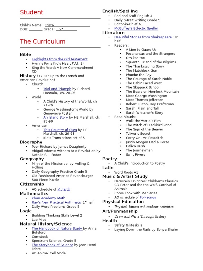 5th Grade Course of Study | PDF