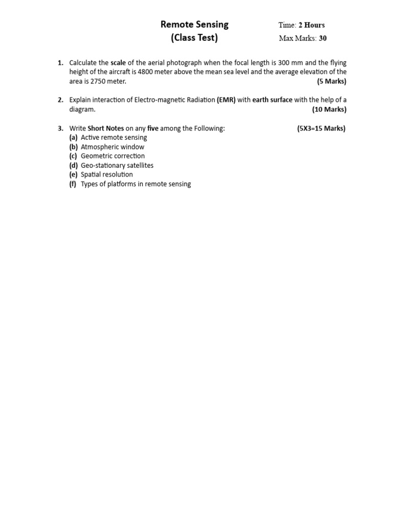 Remote Sensing Test Questions | PDF