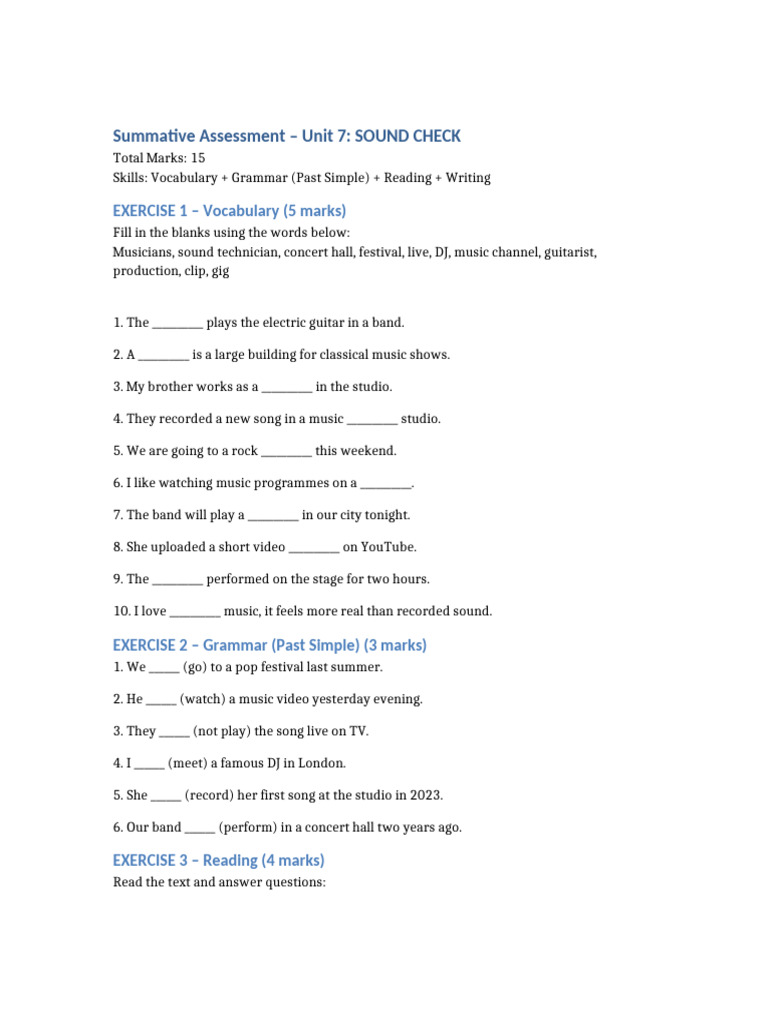 Sound Check Assessment | PDF
