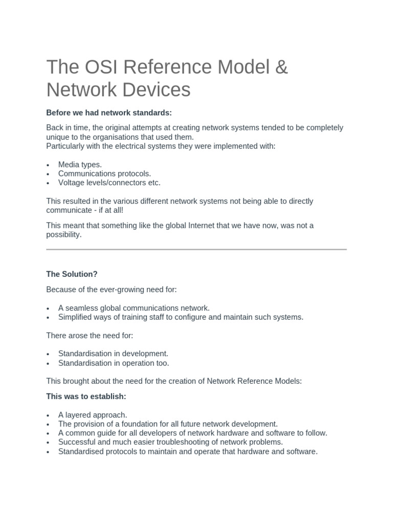OSI Model and Network Devices Overview | PDF | Internet Protocols ...