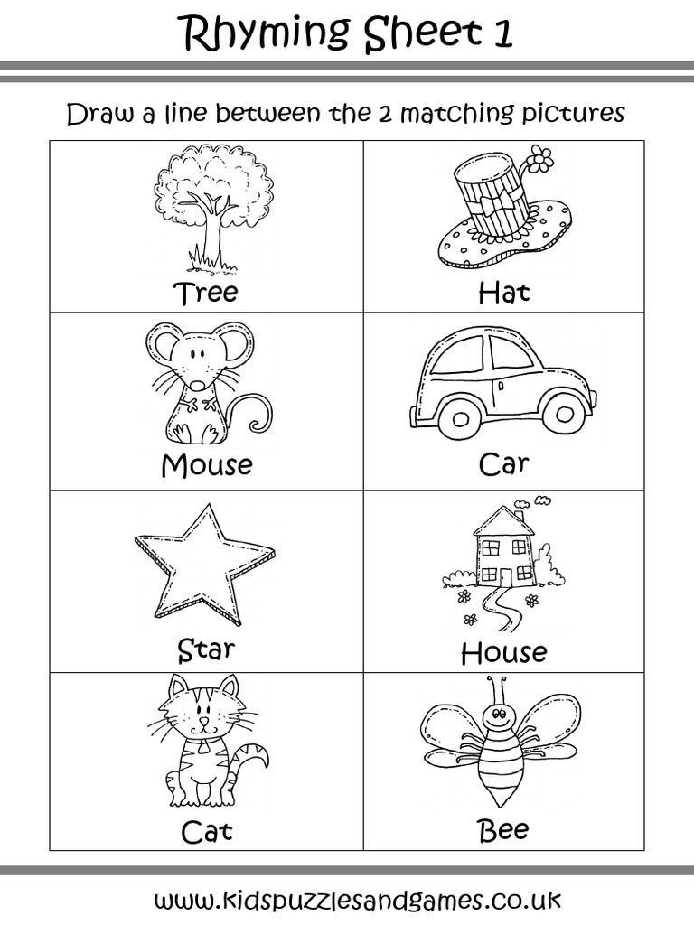 Kids Early Years Rhyming Sheet 1 | PDF