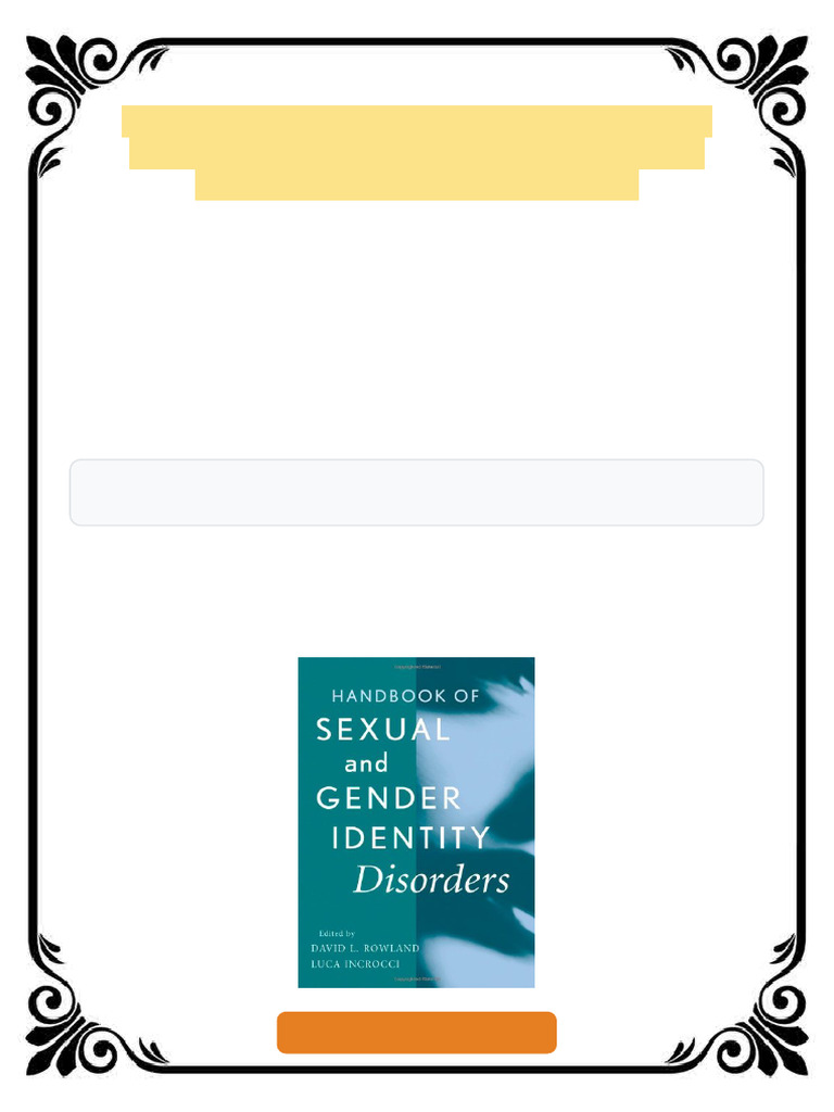 Handbook of Sexual and Gender Identity Disorders 1st Edition David L ...