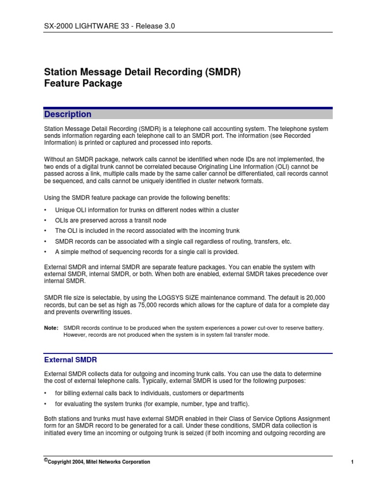 SMDR Records | File Format | Identifier