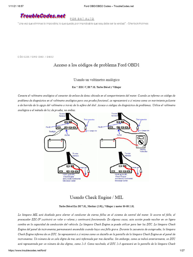 Ford OBD - OBD2 Codes | PDF | Motores | Tecnología de vehículos