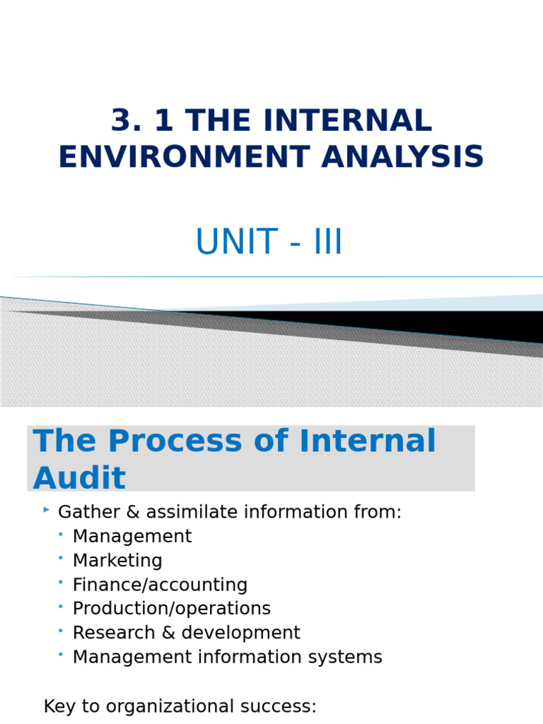 UNIT - III Internal Environment Analysis | PDF | Logistics ...