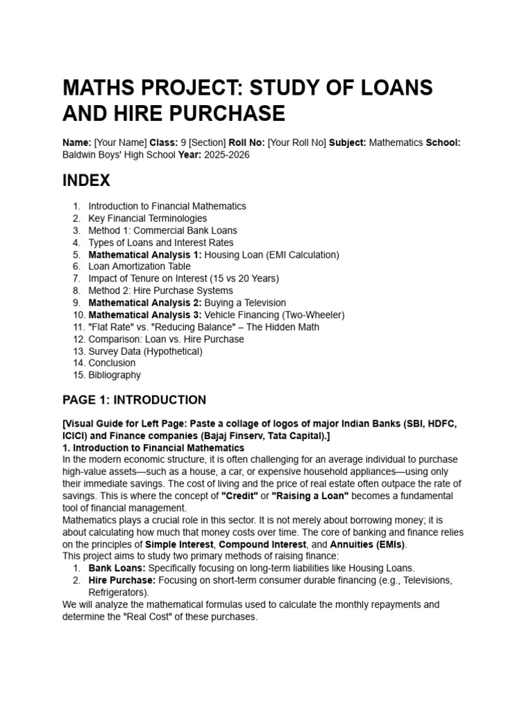Financial Mathematics: Loans & Hire Purchase | PDF | Cost Of Living ...