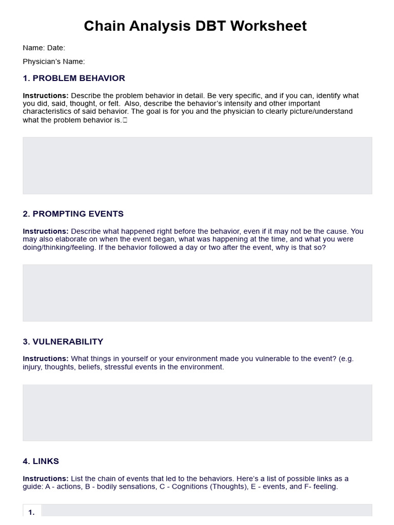 Chain Analysis DBT Worksheet | PDF