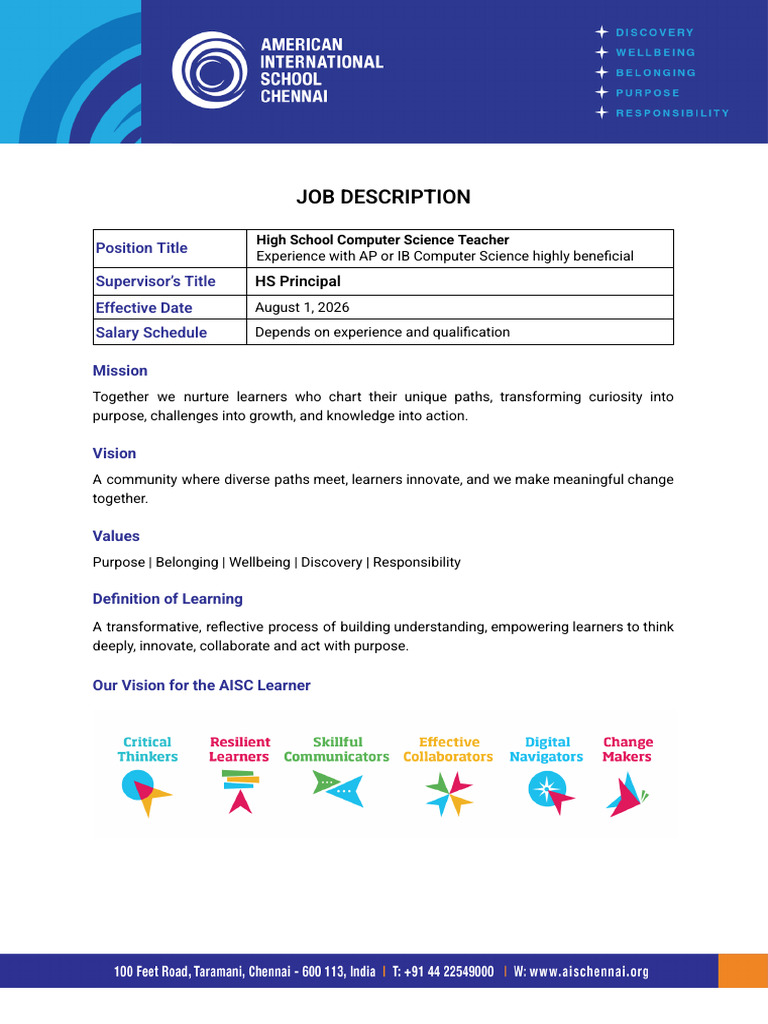 High School Computer Science Teacher Job | PDF | Science | Science ...