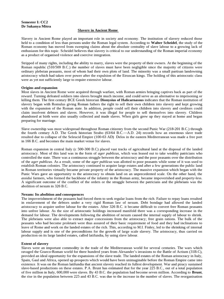 slavery in ancient rome | PDF | Freedman | Roman Empire