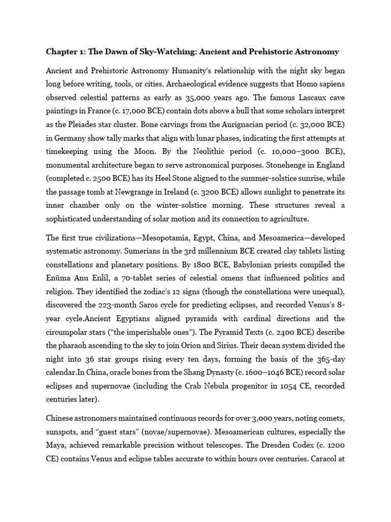 Chapter 1 The Dawn of Sky-Watching Ancient and Prehistoric Astronomy ...