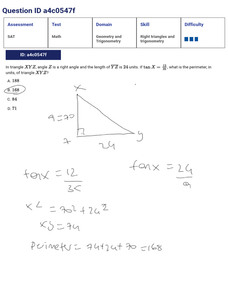 Right Triangle Geometry SAT Questions | PDF | Triangle | Trigonometry