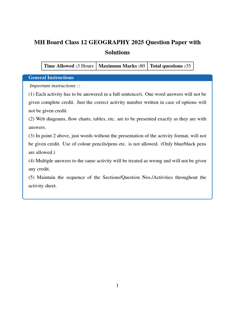 MH Board Class 12 GEOGRAPHY Copy Sol | PDF | Trade | Agriculture