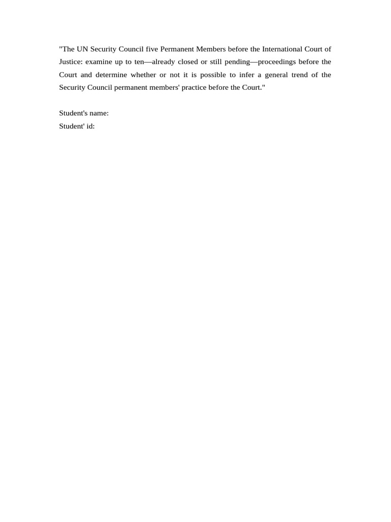 UNSC P5 Members at the ICJ: Trends Analysis | PDF | International Law ...