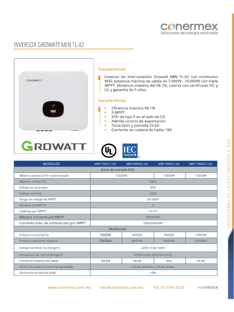 Ficha Tecnica Growatt MIN 7 A 10 | PDF