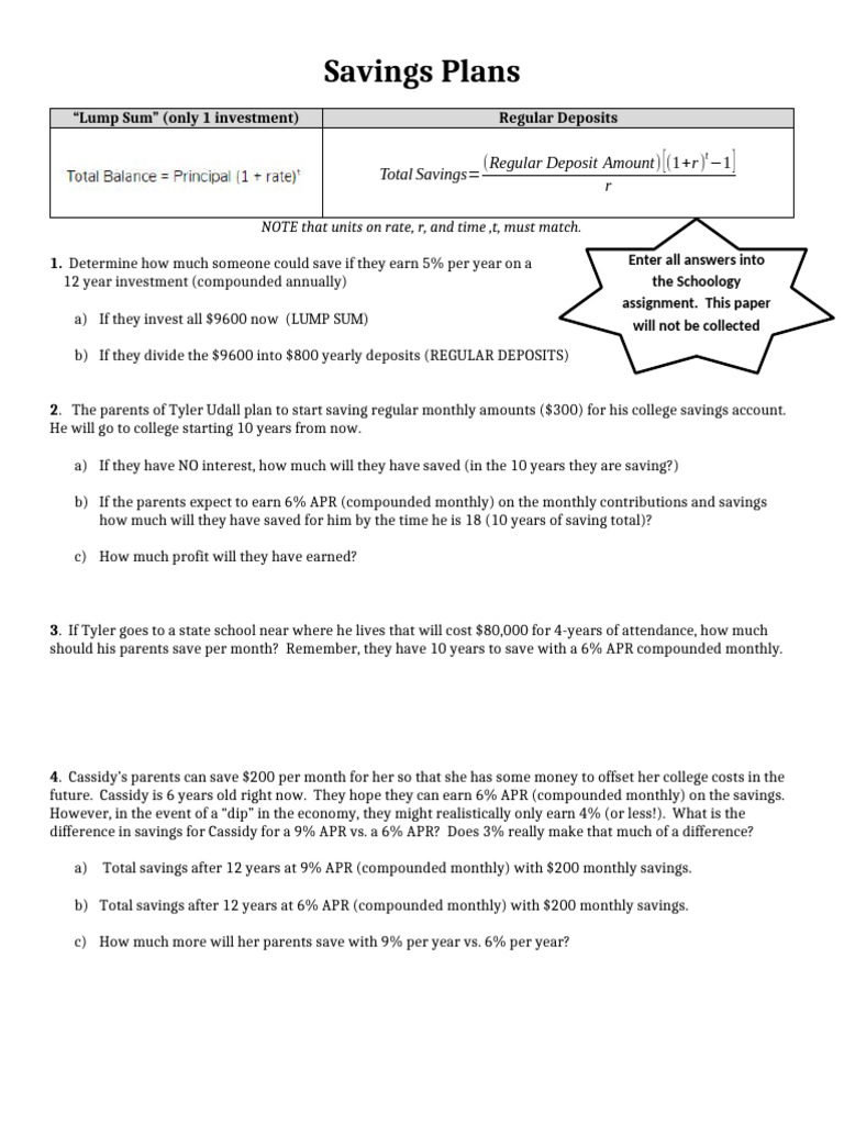 Savings Plans | PDF | Present Value | Interest